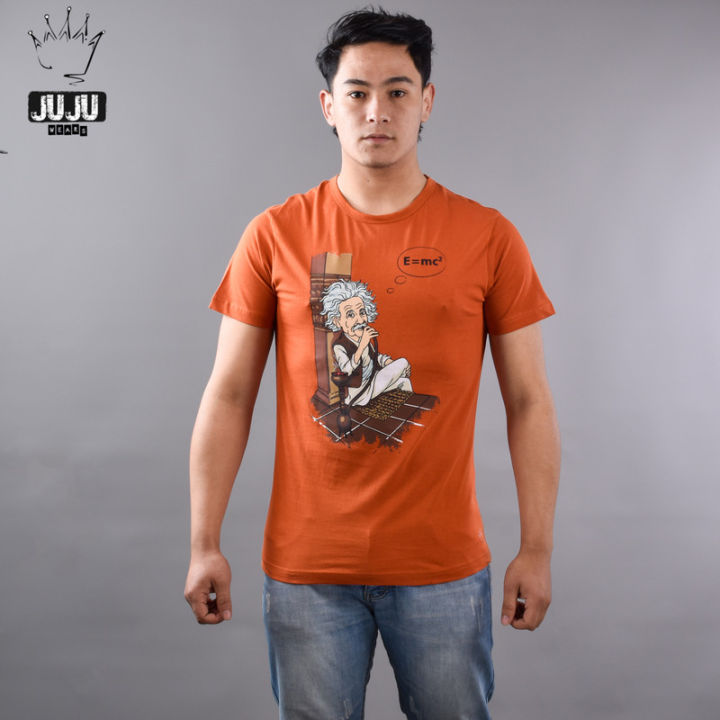 JUJU Wears Rust Colour Einstein Printed Cotton Tshirt For Men | Daraz ...