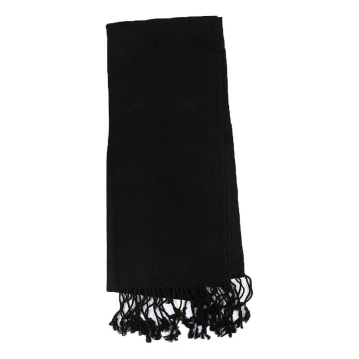 Black Solid Pashmina Muffler for Unisex, Soft, Versatile, 28"x80 ...