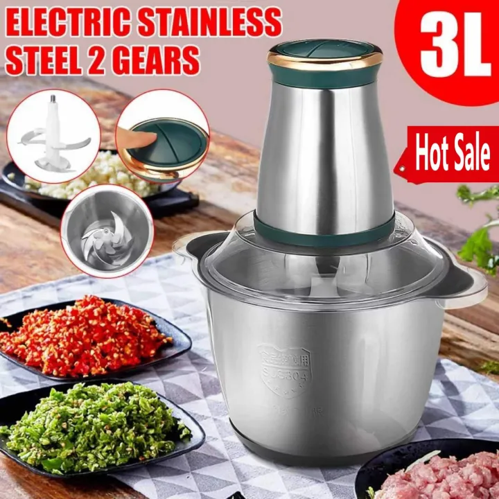 Stainless Steel 3L Electric Chopper Electric Meat & Vegetable Grinder Chopper Blender , Metal ...