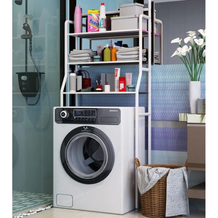 OVERHEAD Washing Machine Layer Storage Rack Metal Bathroom Shelf Space ...