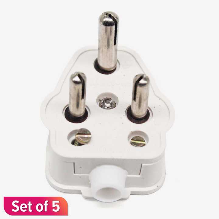 White Color 3 pin plug Set of 5 | Daraz.com.np