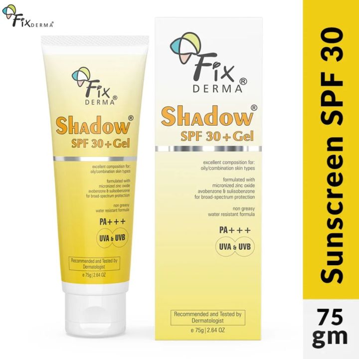 Fix Derma Shadow SPF 30+ Gel 75g | PA+++ Broad Spectrum UVA UVB ...