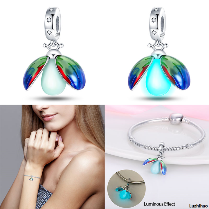 Luzhihao2024 New 100% 925 Silver Luminous Firefly Series Charms For ...