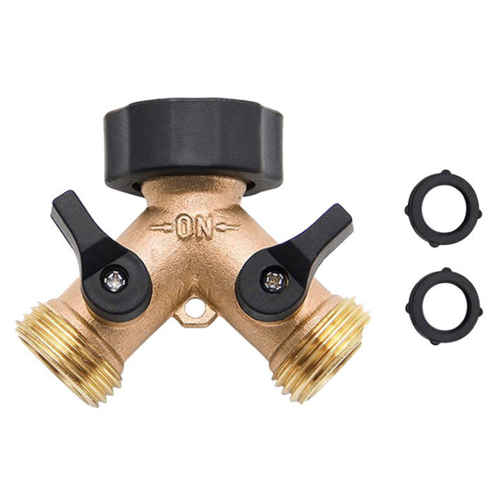 Brass 2-Way Garden Tap Splitter Female 3/4 Y Hose Splitter Irrigation ...