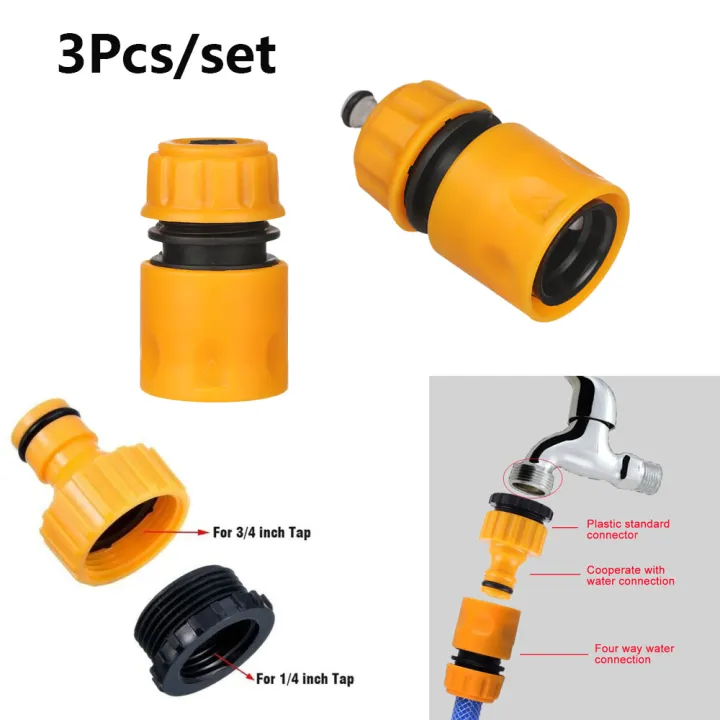 3Pcs/Set Quick Tap Fittings Car Wash Garden Hose Connectors Watering ...
