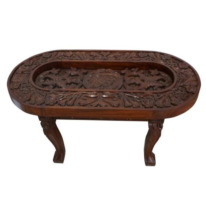 Brown Wooden Carved Table-411 | Daraz.com.np