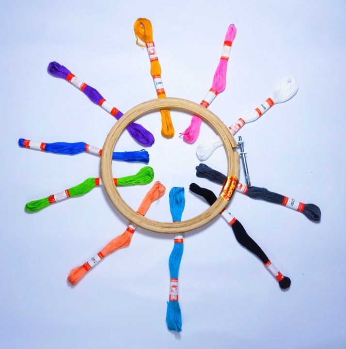 Doli Hand Embroidery Thread (SET NO.: 2) and Embroidery Wooden Frame ...