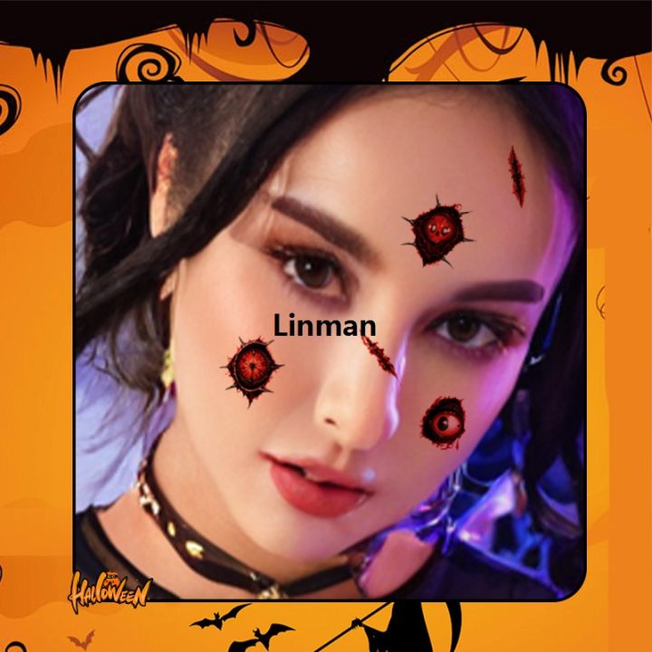 Linman Scar and Eyeball, 1Pc Halloween Horror Makeup, Temporary Tattoo ...