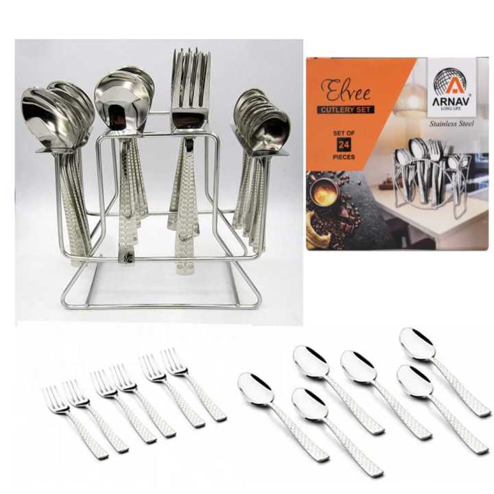 Laser Finish Stainless Steel Cutlery Set (pack of 24 Piece) | Daraz.com.np