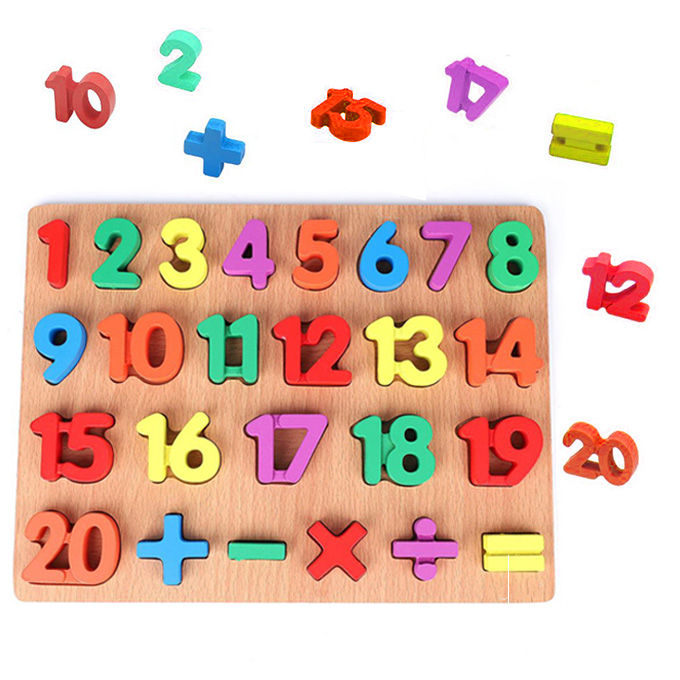 Wooden Number Board 1 to 20 Number Tray With Knob, Play And Learn Play ...