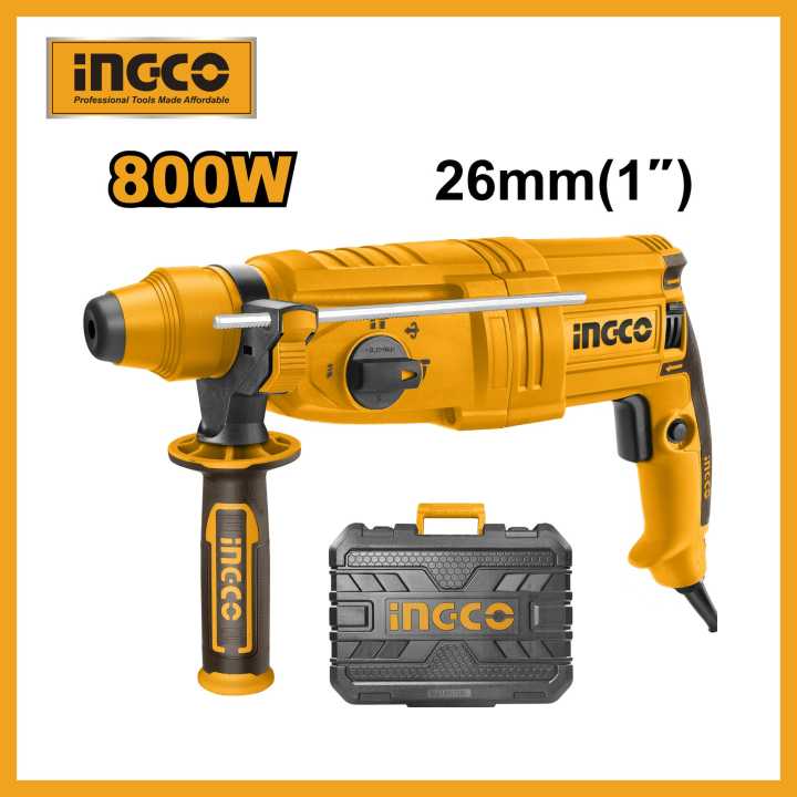 INGCO 800W SDS Plus Rotary Hammer With 3 Drills and 2 Chisels RGH9028 ...