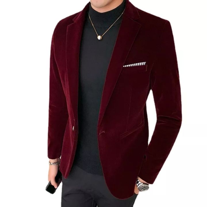 Solid Velvet Body Fit Blazer For Men | Polyester/Velvet Plain Single ...