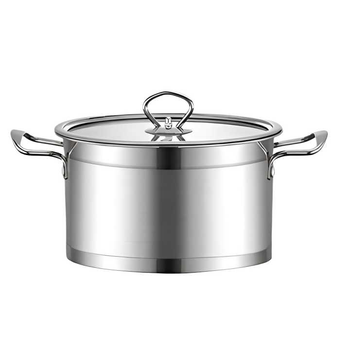 LIANFA Stainless Steel Dekchi (22 cm) with Glass Lid, Induction ...