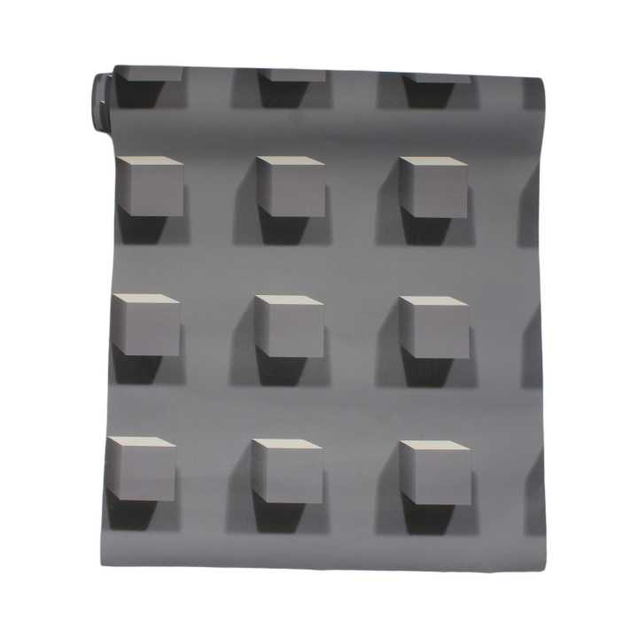 Grey Colour 3D Block Design PVC Wallpaper | Daraz.com.np