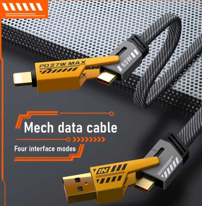 4 in 1 Convertable Metal Fast Data Cable , Braided Cable 65W | Daraz.com.np