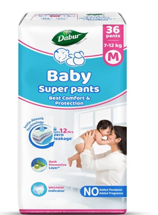Dabur Baby Super Pants Medium (36 Pieces) Infused with Aloe-Vera, Shea ...