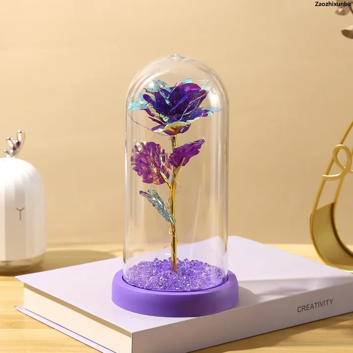ZaozhixunbaCross border Valentine's Day Eternal Flower Glass Cover Gold ...