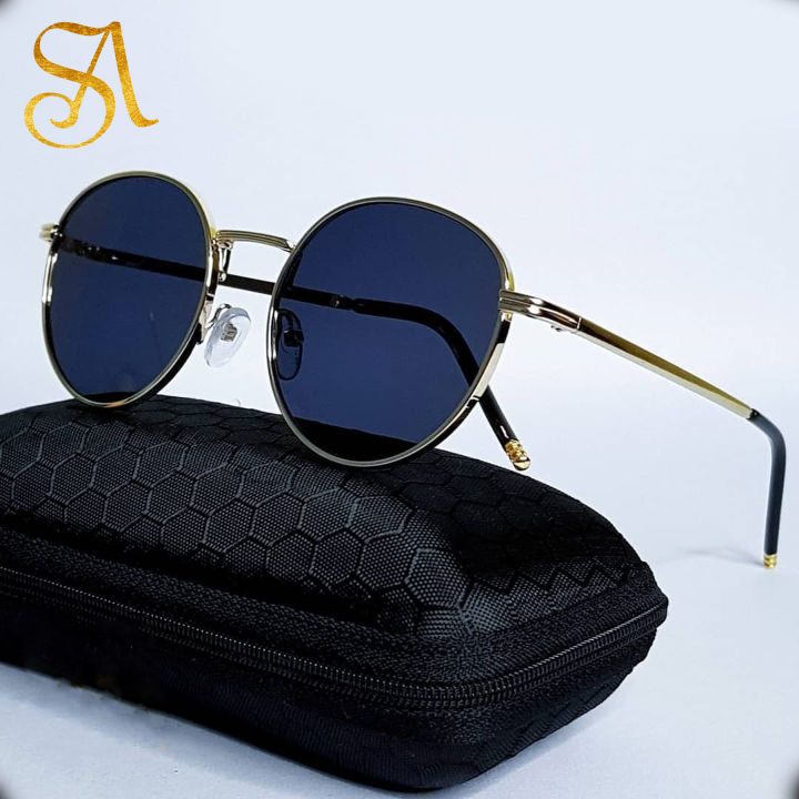 Gold Metal Frame Stylish Sunglass With Bag | Daraz.com.np