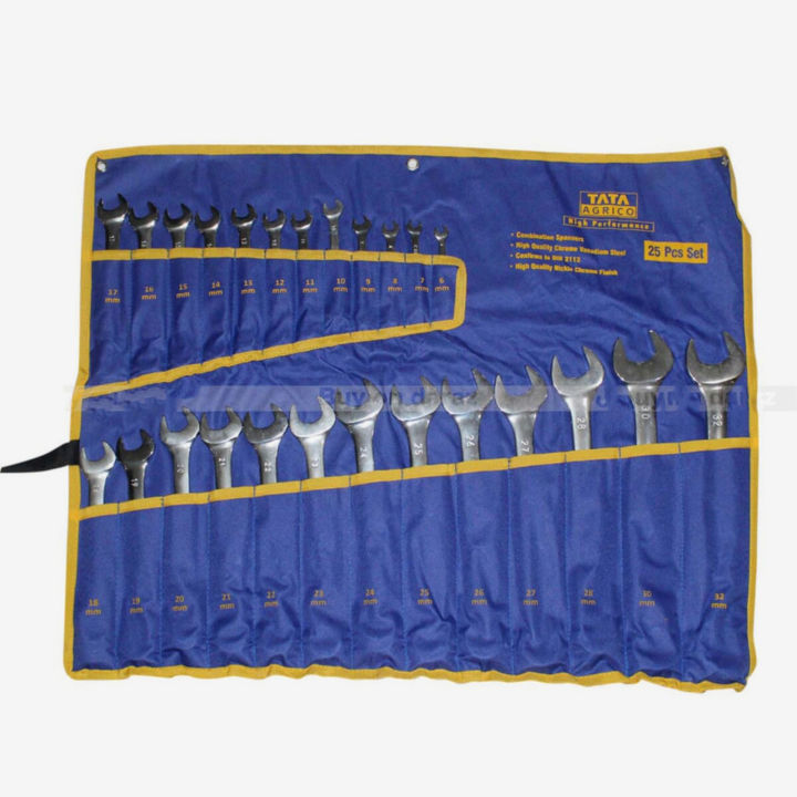 Silver/Blue Tata Agrico Combination Spanner Kit 25Pcs | Chrome Vanadium ...