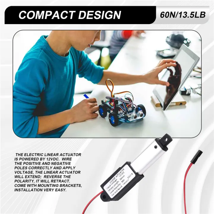 Micro Linear Actuator 1" Stroke, 60N/13.5lb, Speed 30mm/S Mini Electric ...