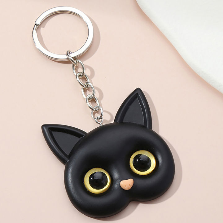 Cute Keychain Black Cat Pendant Key Chains Animal Key Ring Handbag ...