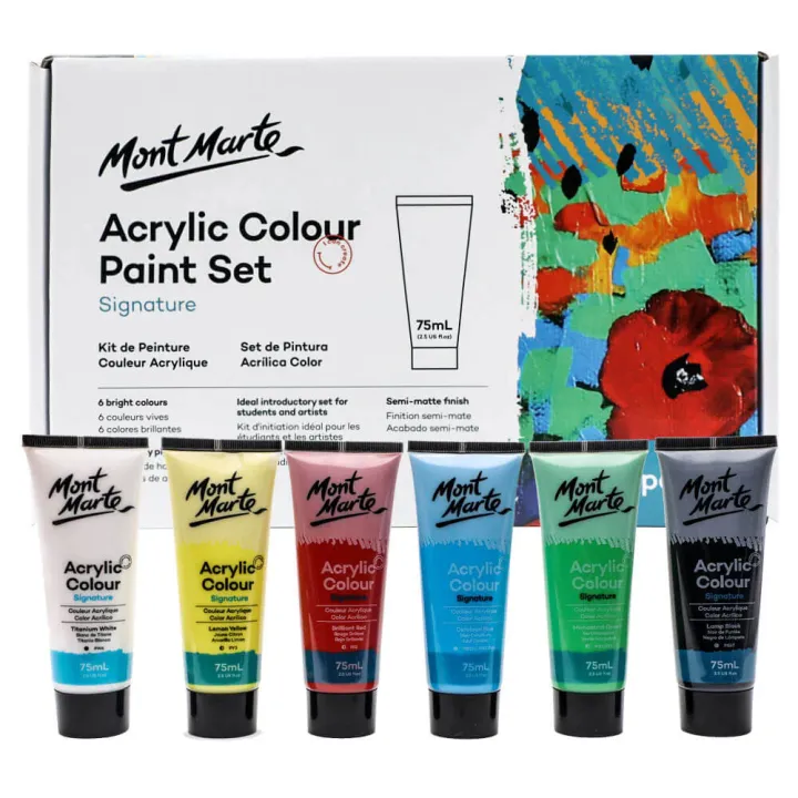 Mont Marte Acrylic Colour Paint Set Signature 6pc x 75ml - MSCH6751 ...