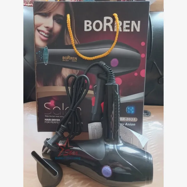 Borren Professional Hair Dryer Ceramic Blow Dryers Salon Powerful Blue ...