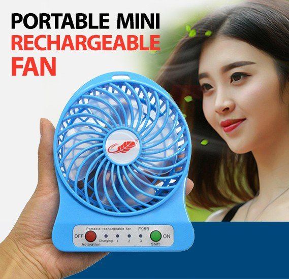 Portable & Power 3 Speed Mini Rechargeble Fan ( Color May Vary ...