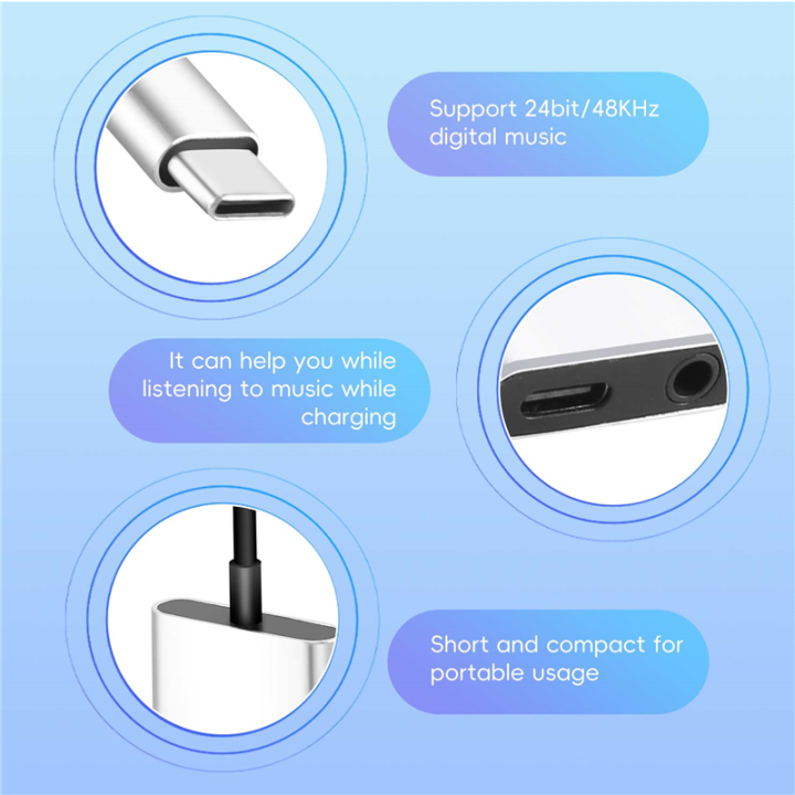 2 in1 Type-C to 3.5mm Headphone Jack Adaptor/Connector Charger ...