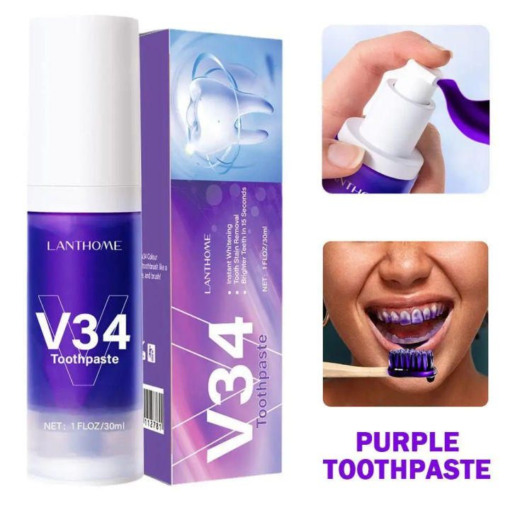 V34 Smile Removal Plaque Stain Purple Corrector Teeth Whitening ...