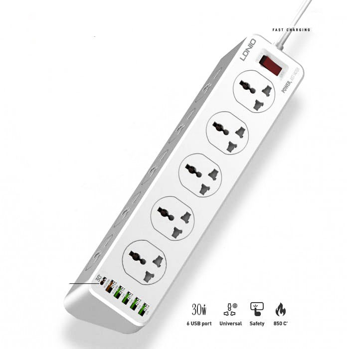 Ldnio SC10610 10 Sockets Type-C 6 USB Ports 2500W Multiplug Extension ...