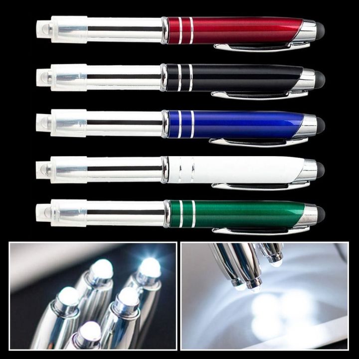 Portable With LED Light Multi-function Pen Metal Writing Supplies ...
