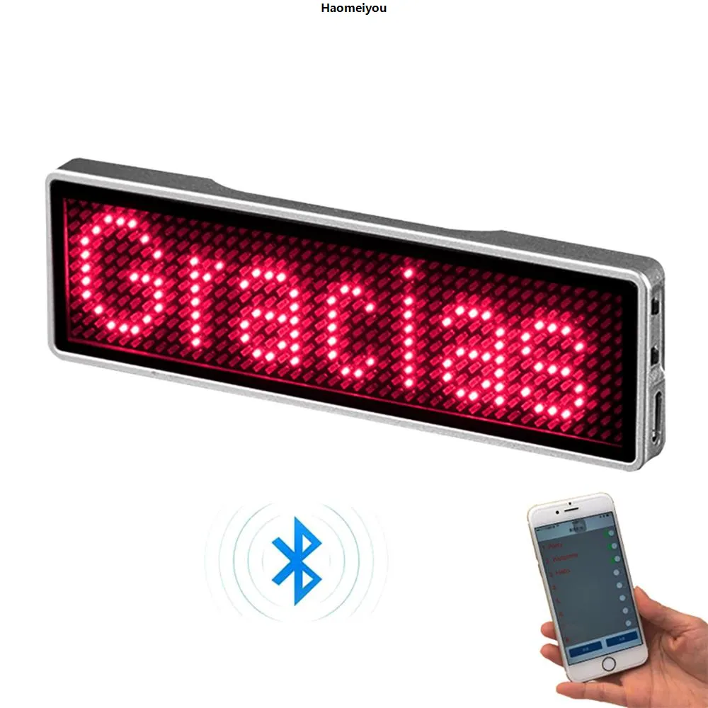 HaomeiyouBluetooth LED Name Badge DIY Programmable Scrolling Message ...