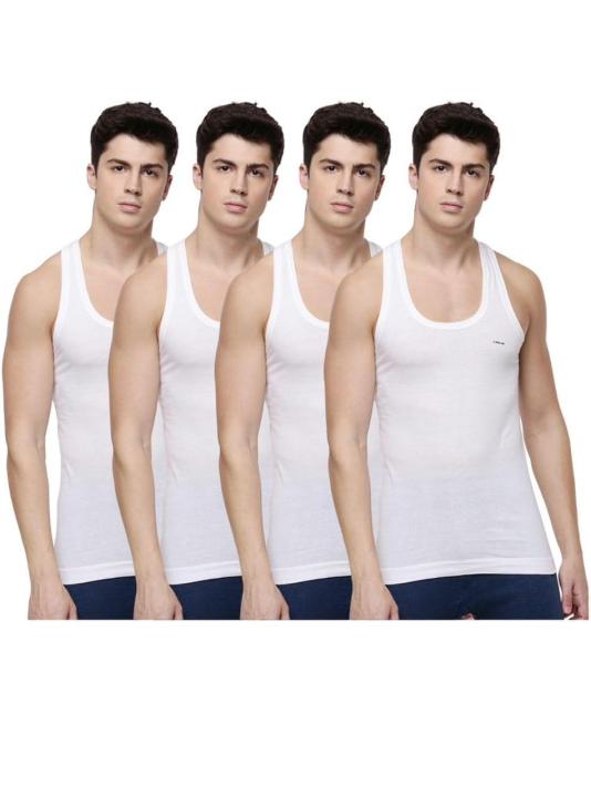 Dollar Lehar White Pack of 4 Combed Cotton Vest For Men | Daraz.com.np