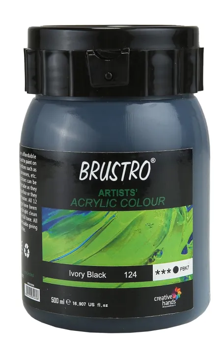 BRUSTRO Artists Acrylic 500ml Ivory Black | Daraz.com.np