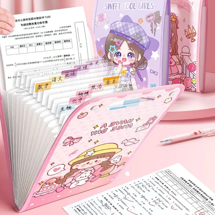 Cartoon Waterproof A4 File Folder 13 Pockets Classified Test Paper ...
