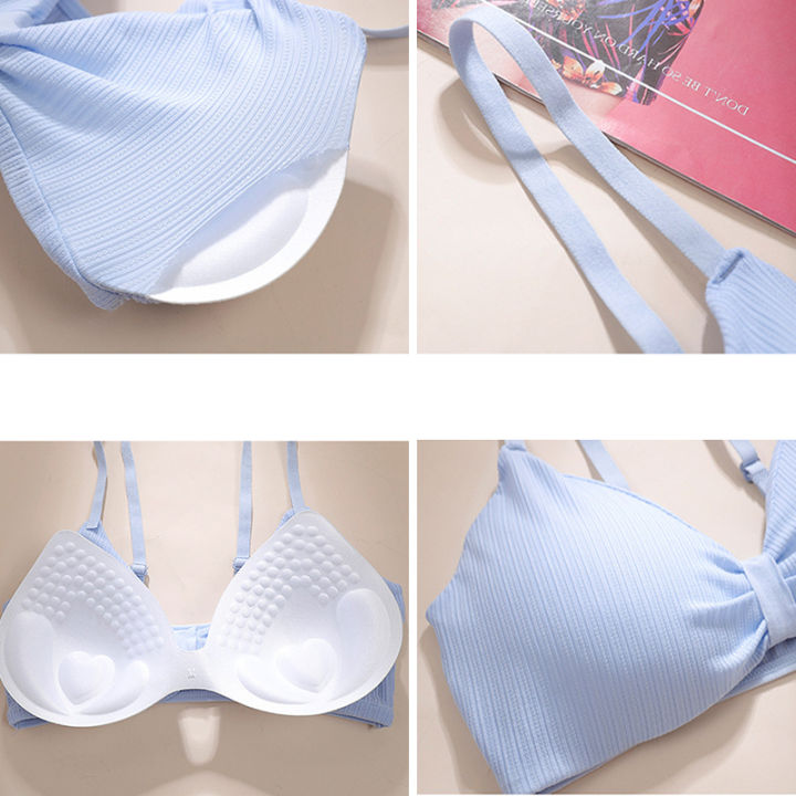 Wrap bra suspender bra color Korean style candy cotton Luxury strap bra ...
