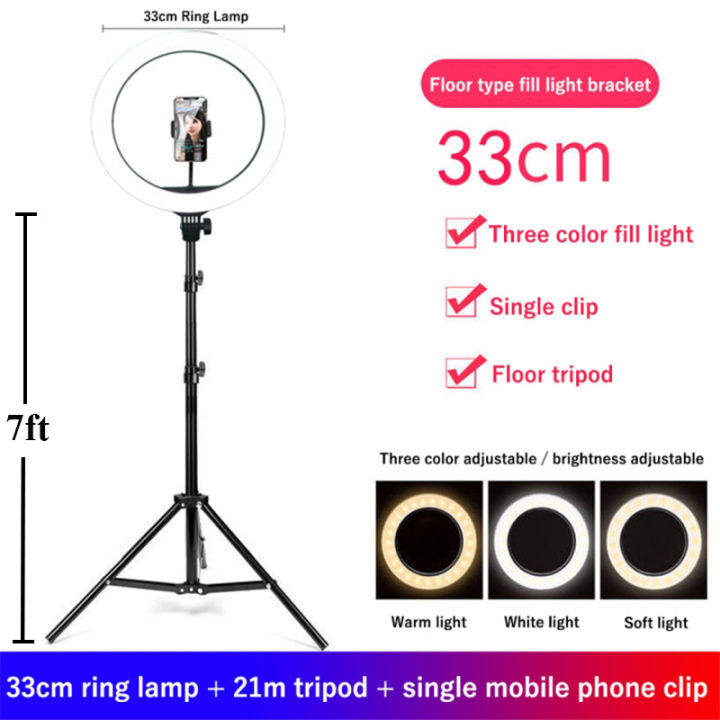 33cm Tiktok Ring Light with 7 Feet Tripod Stand + Mobile Holder+ 3 ...