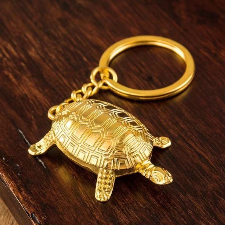 Nacai small golden turtle keychain alloy pendant creative personality ...