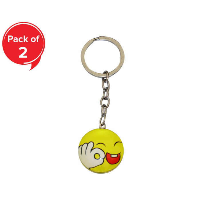 Yellow Ok Face Emoji Design Keychain- Set Of 2 | Daraz.com.np