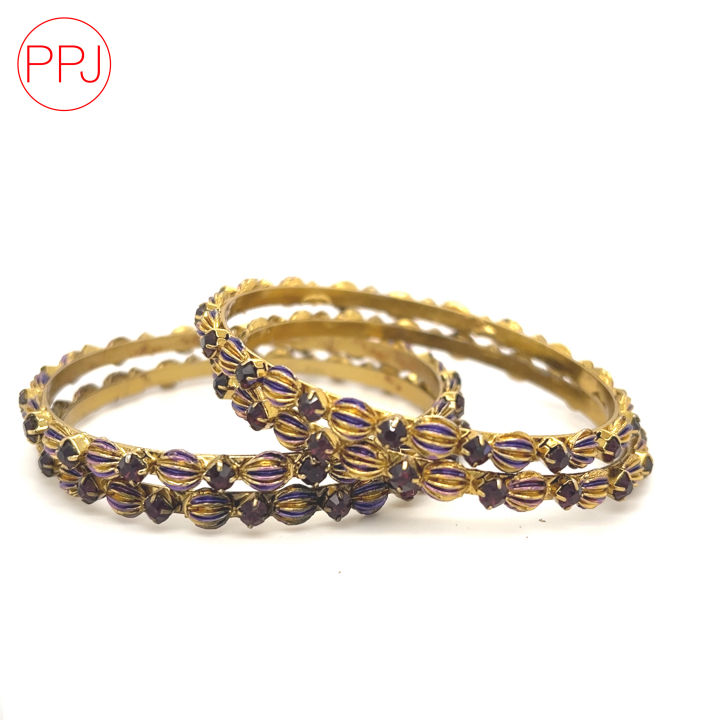 Ppj Collection Sarita Gold Plated Earth Holding Pillars Blue Bangle For ...