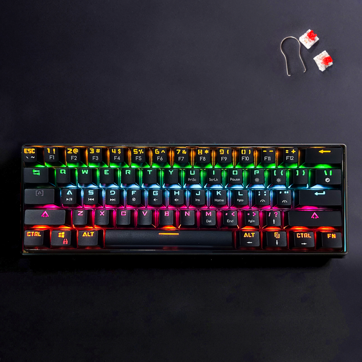 HJK682 Hotswappable Mechanical Gaming Keyboard 61 Keys Rainbow RGB ...
