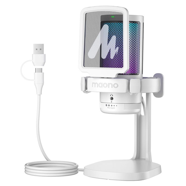 RGB Condenser Mic Gaming Microphone with Noise Reduction Software for ...