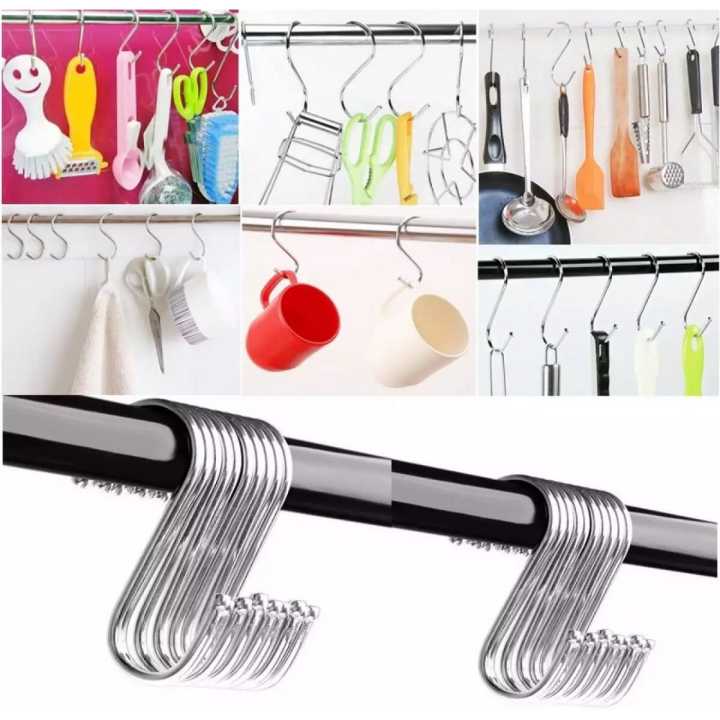 10 Pieces Kitchen Utensils Hanging Hooks Organizer - Kitchen Storage ...