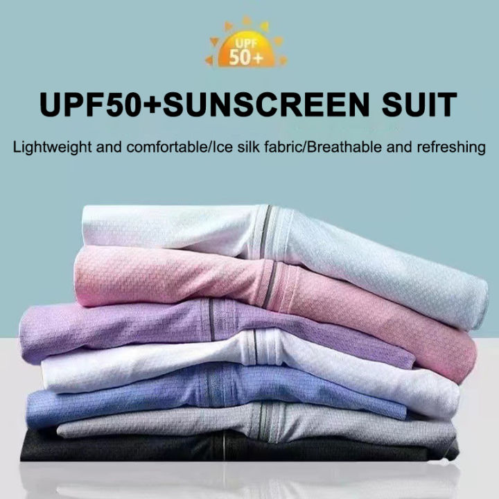 UPF 50+ Ice Silk UV Sun Protection Clothing Women Men Zip Up Hoodie ...