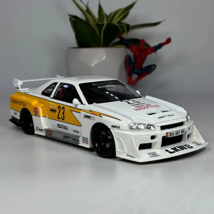 Bizzy 1:24 Nissan Skyline Ares GTR R34 Alloy Modified Wide Body Sports ...