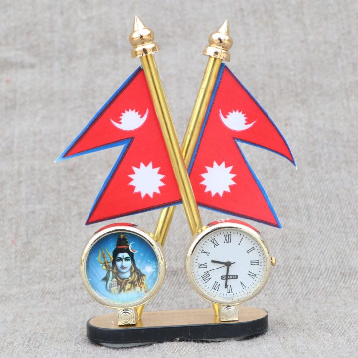 Nepal Flag With Shiva & Clock, Table Decor, Car, Guest Room, Office ...