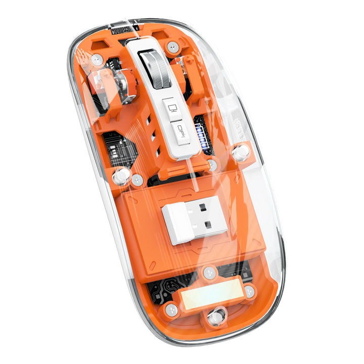 Transparent Wireless Bluetooth Mouse, Triple Mode (BT5.1+ BT5.1+ 2.4GHz ...