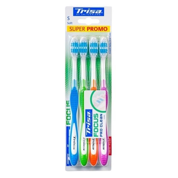 Trisa Focus Quattro Soft Toothbrush (4 pcs) | Daraz.com.np