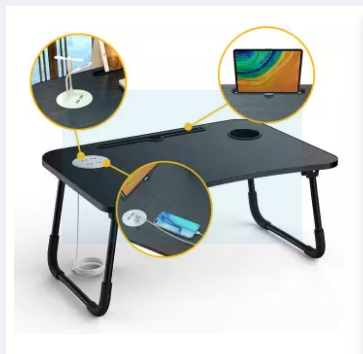 USB Port Foldable Computer Side Table Laptop Desk Adjustable Computer ...
